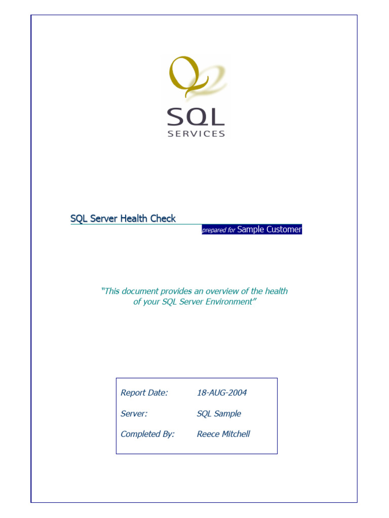 SQL Health Check Report Sample | PDF | Backup | Databases