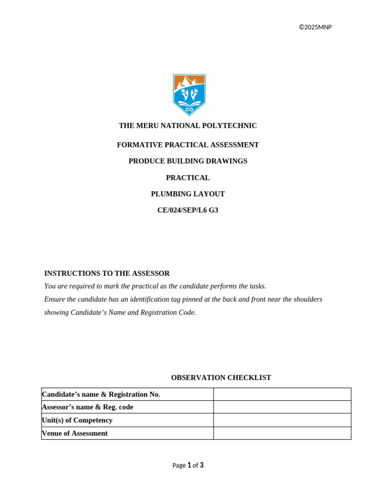 BDD Checklist Plumbing Layout | PDF