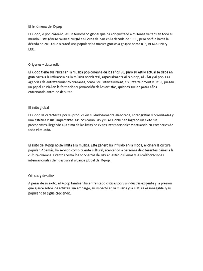 El Fenomeno K-Pop | PDF