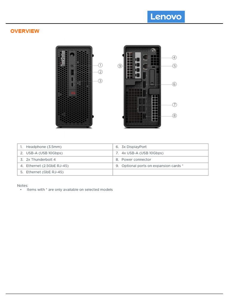Lenovo ThinkStation - P3 - Ultra - Spec | PDF | Solid State Drive | Usb