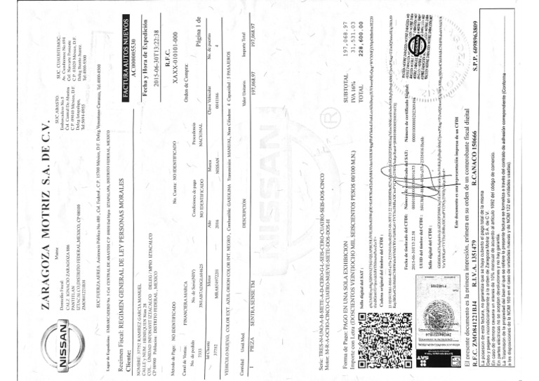 Factura Sentra | PDF