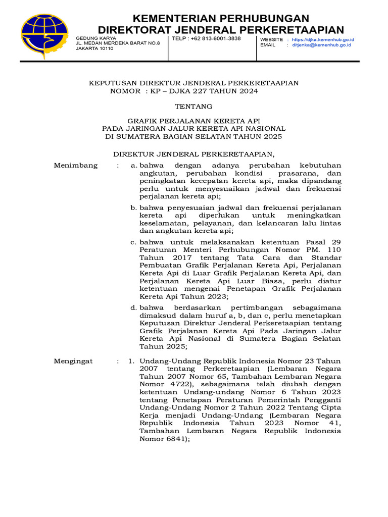 Kp-Djka 227 Tahun 2024 - Gapeka - Sumbagsel | PDF