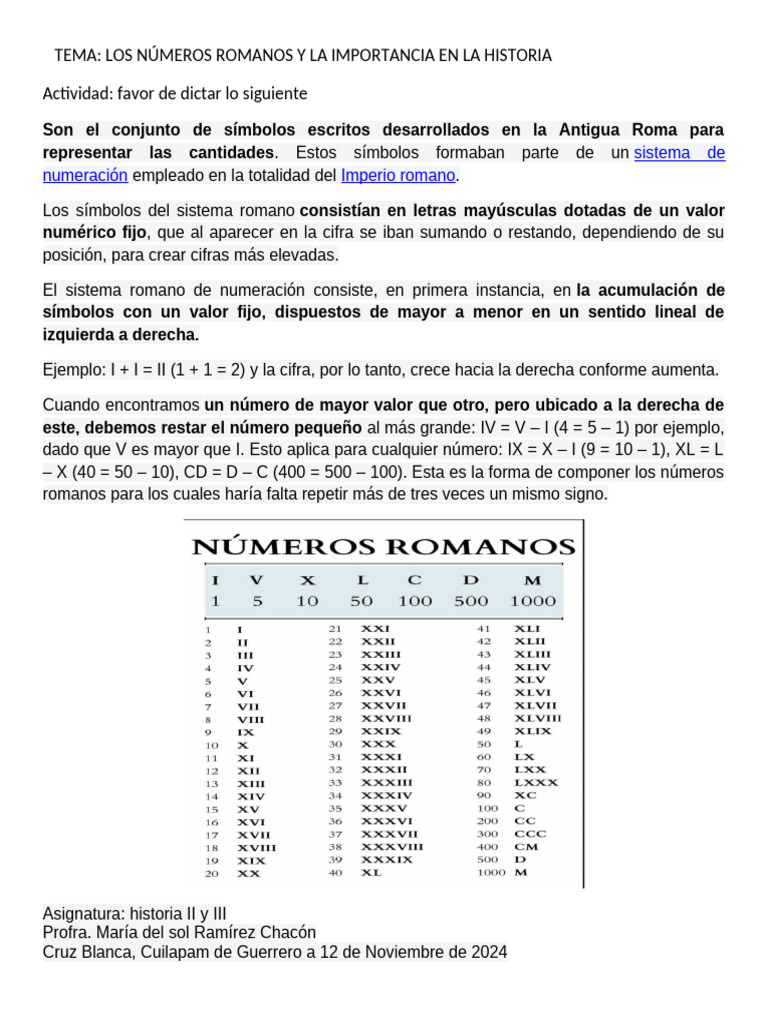 Números Romanos: Historia y Uso | PDF