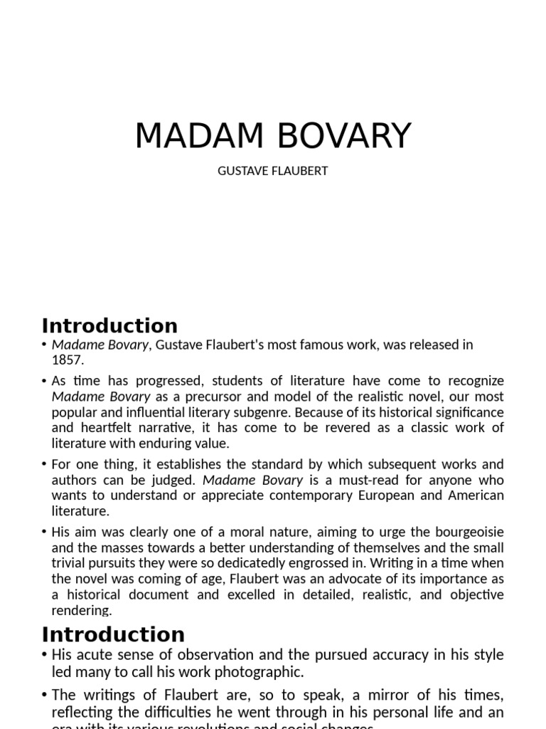 MADAM BOVARY Notes | PDF | Madame Bovary | Narration