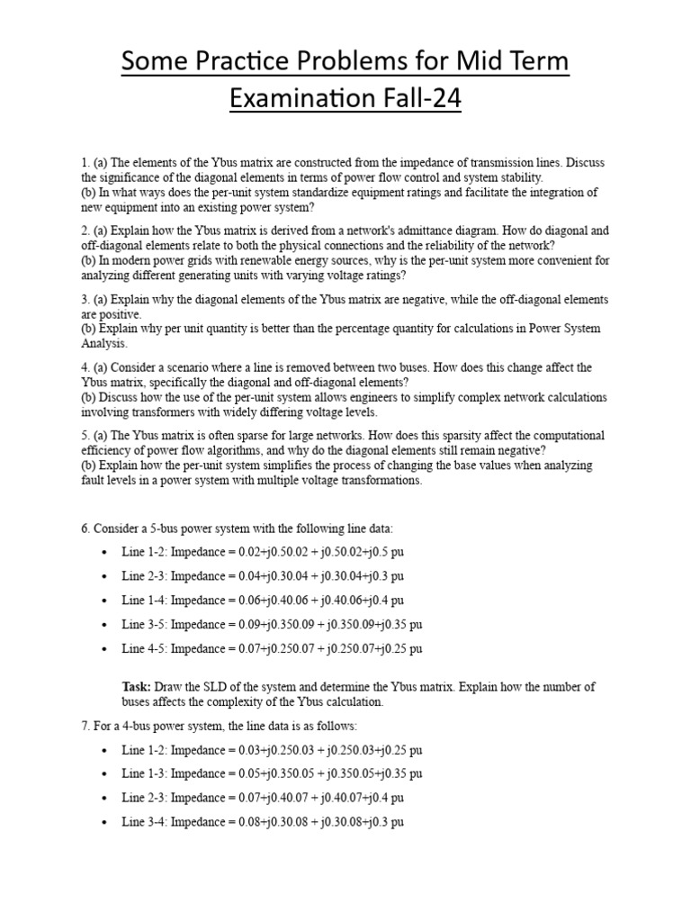 Power System Analysis Practice Problems | PDF | Electrical Engineering ...