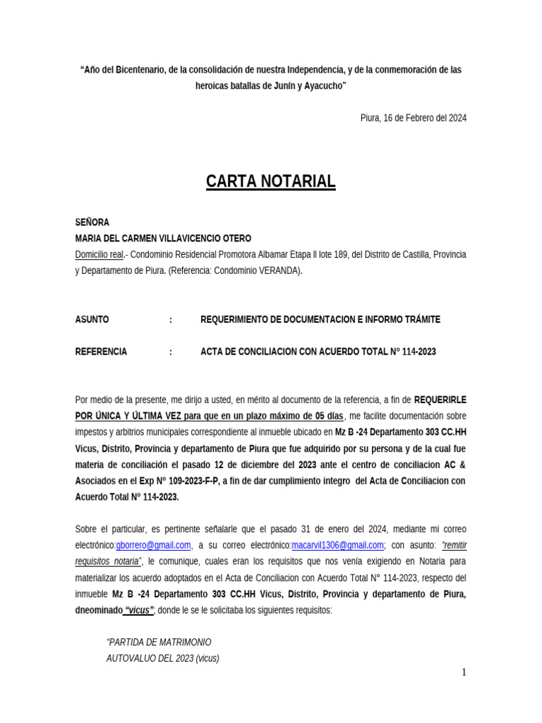 01 CARTA NOTARIAL | PDF