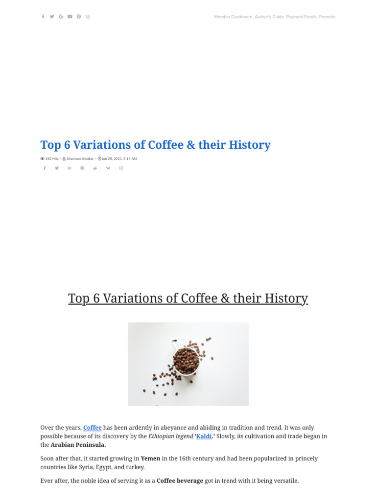 Top 6 Coffee Variations Explained | PDF | Coffee | Caffeinated Drinks
