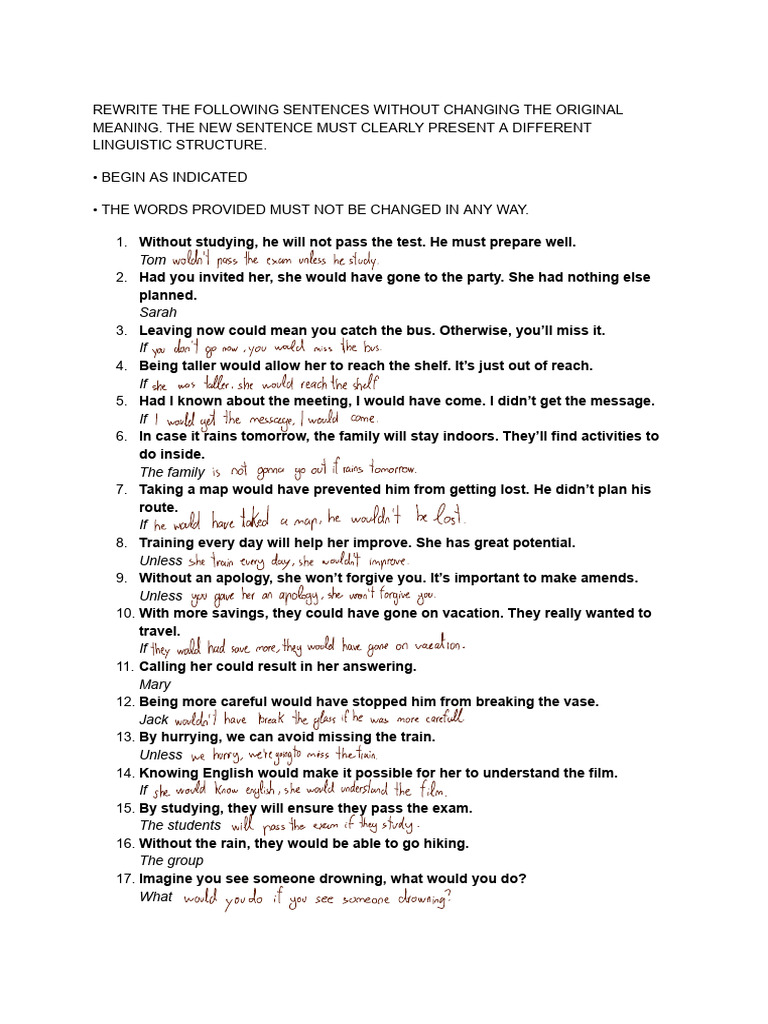 Conditional Sentences Rephrasing | PDF