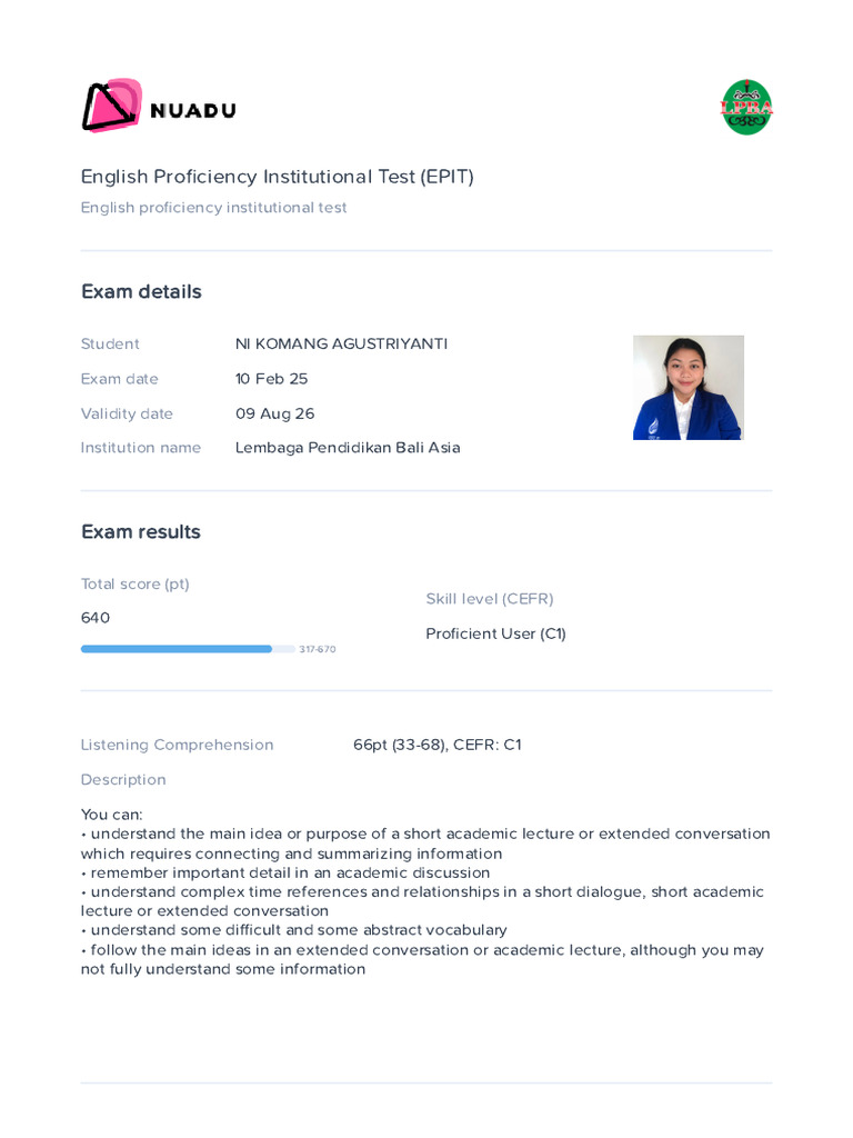 Exam - Epit - Ni Komang - Agustriyanti | PDF