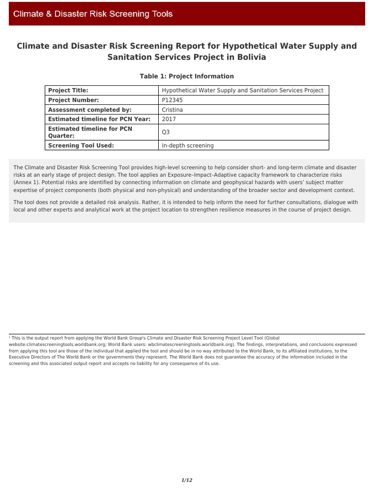 Climate and Disaster Risk Screening Tools-1 | PDF | Hazards | Risk