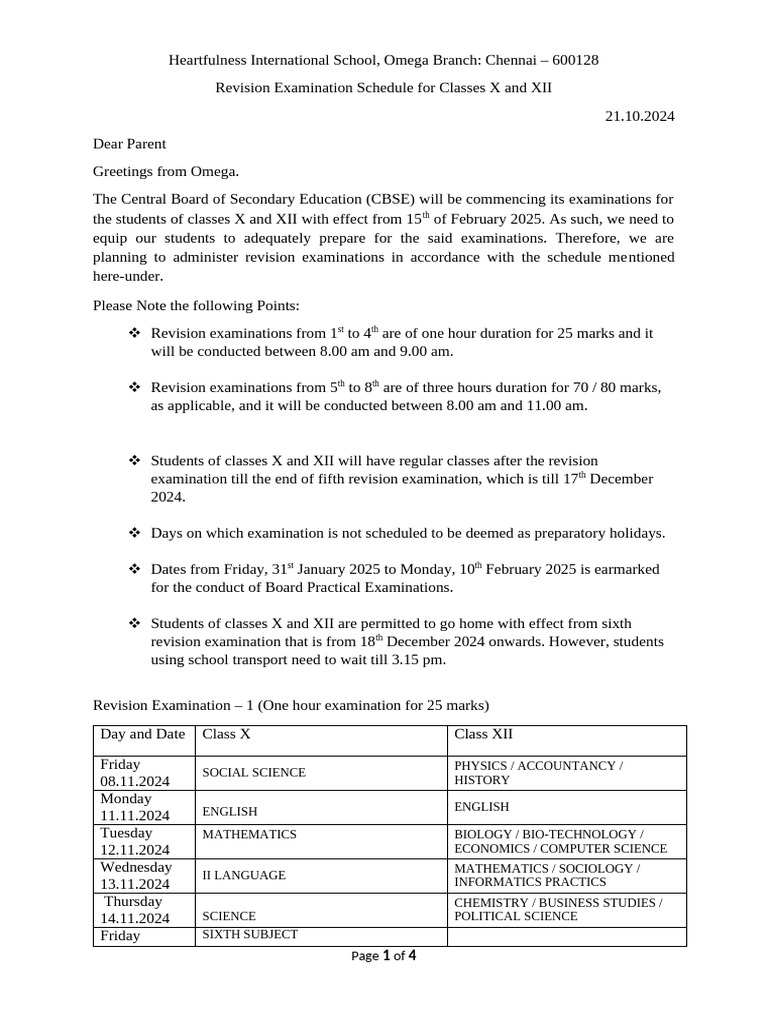 Revision Schedule - 2024-2025 | PDF | Social Sciences | Science