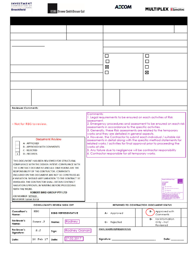 MSS-SW-RA- 0011_01 - BSB (1) | PDF | Personal Protective Equipment | Risk
