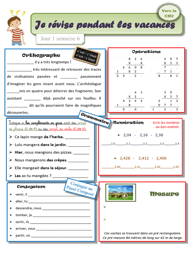 Cahier de vacances CM1 vers CM2 | PDF