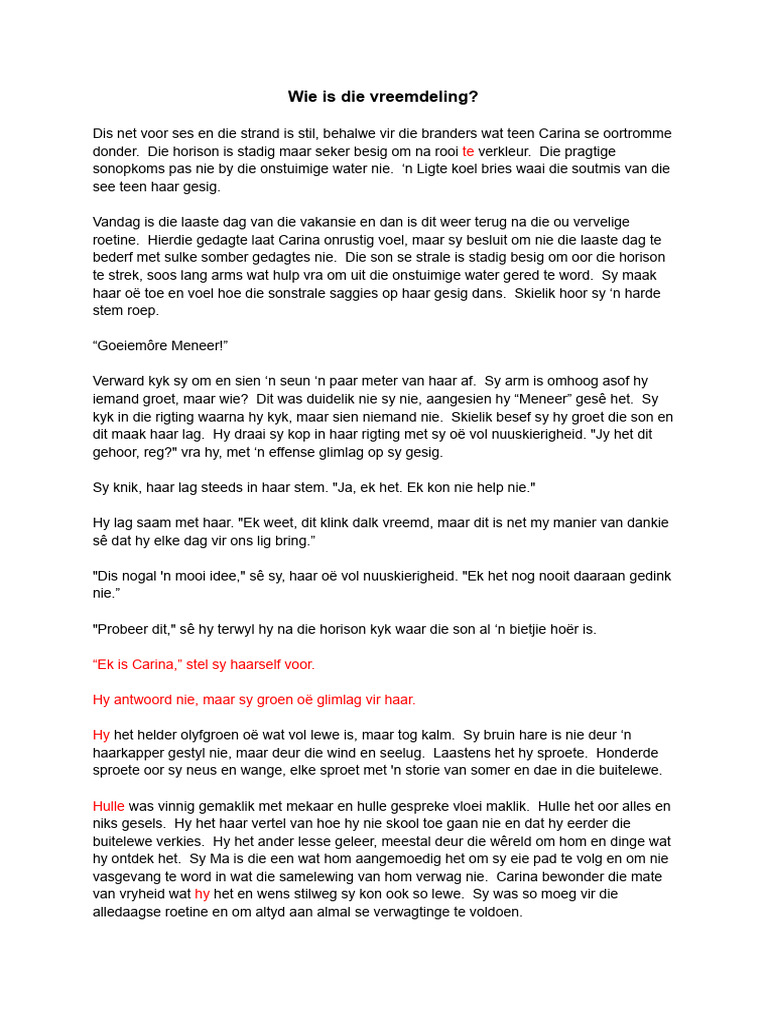 Finale opstel- Wie is die vreemdeling- | PDF