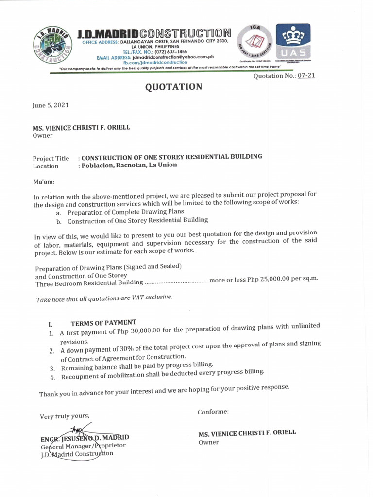 Orielle Quotation | PDF