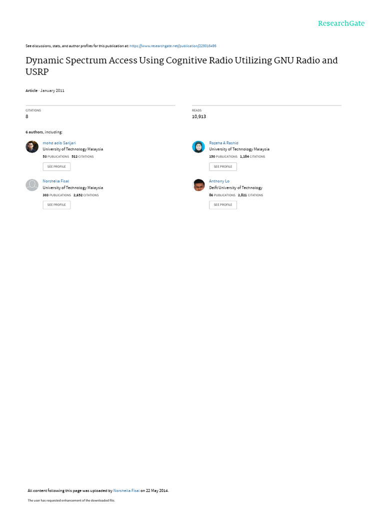 Dynamic Spectrum Access Using Cognitive Radio Util Pdf Radio Spectrum Cognitive Radio