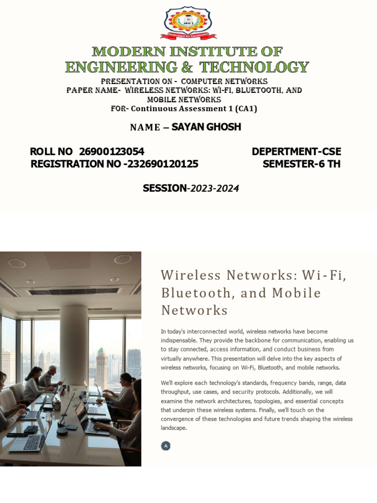 Sayan Ghosh Cse 6TH Sem Computer Networks | PDF | Cellular Network | Wi Fi