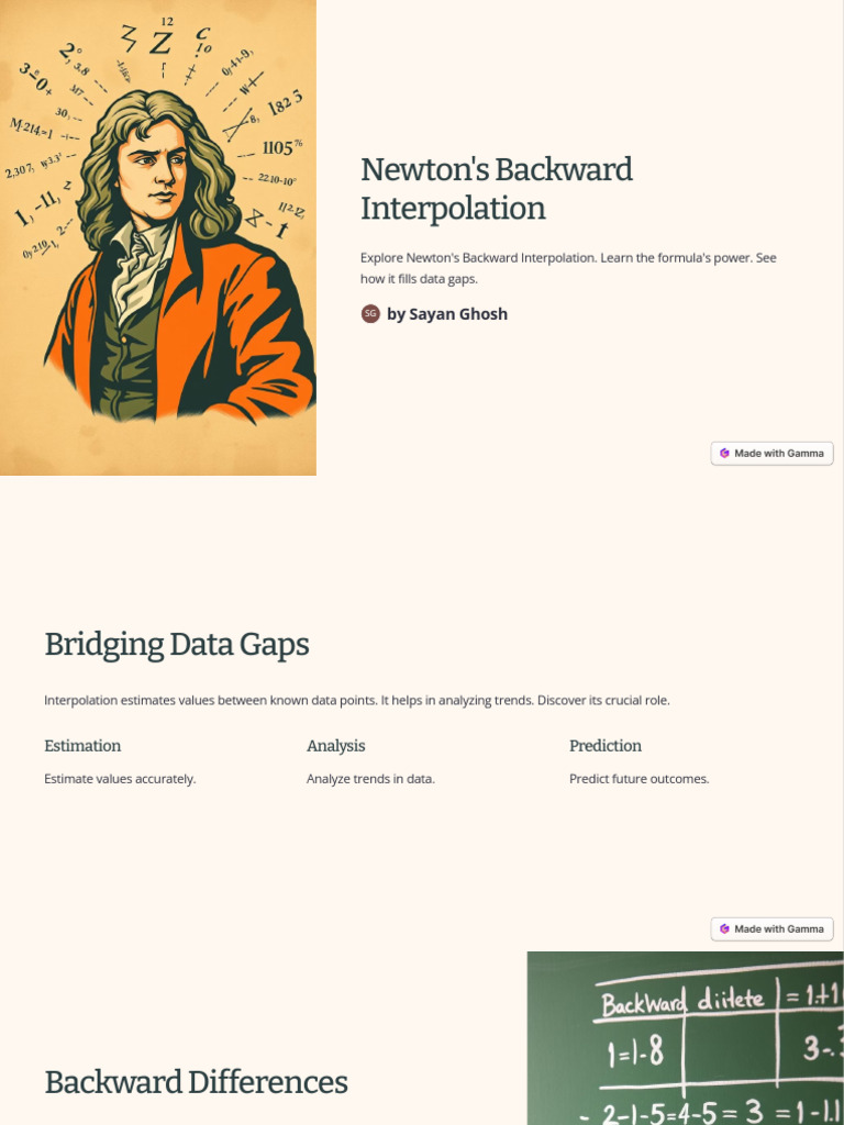 Newtons Backward Interpolation | PDF | Interpolation | Finite Difference