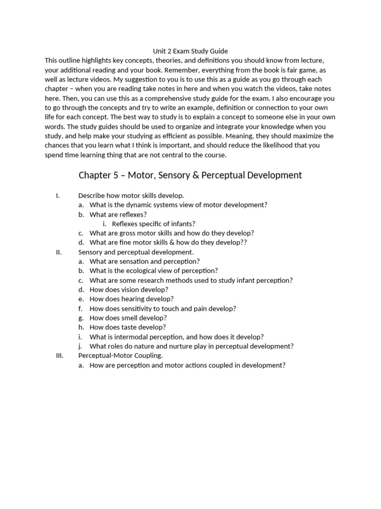 Unit 2 Outline and Study Guide | PDF | Perception | Cognitive Development