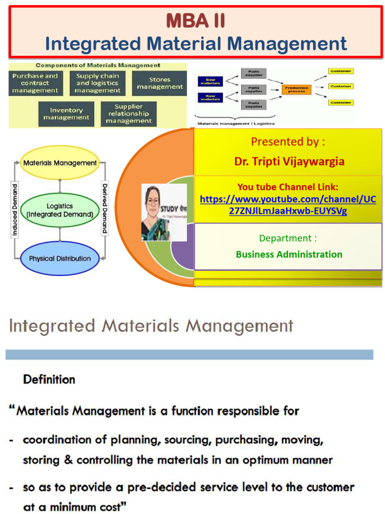 Integrated Material Management PPT | PDF