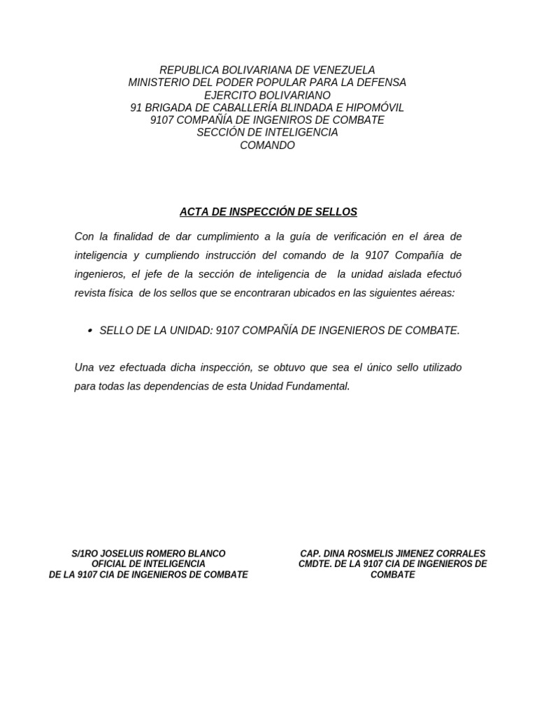 Acta de Inspeccion de Sellos | PDF