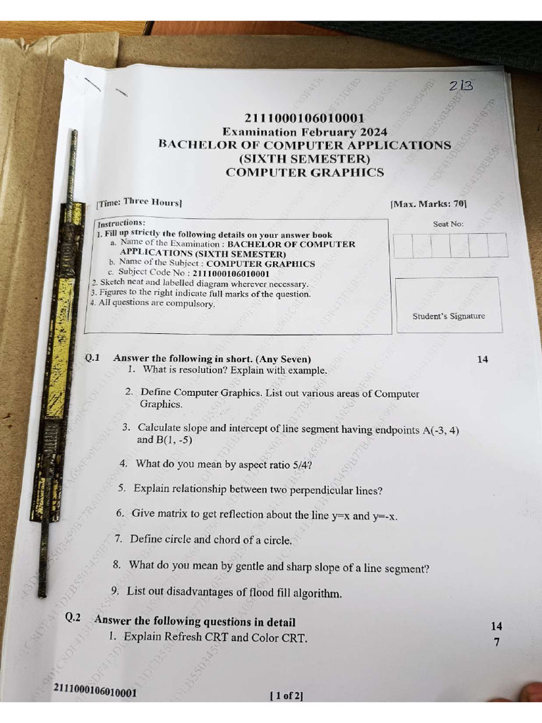 Computer graphics old papers | PDF