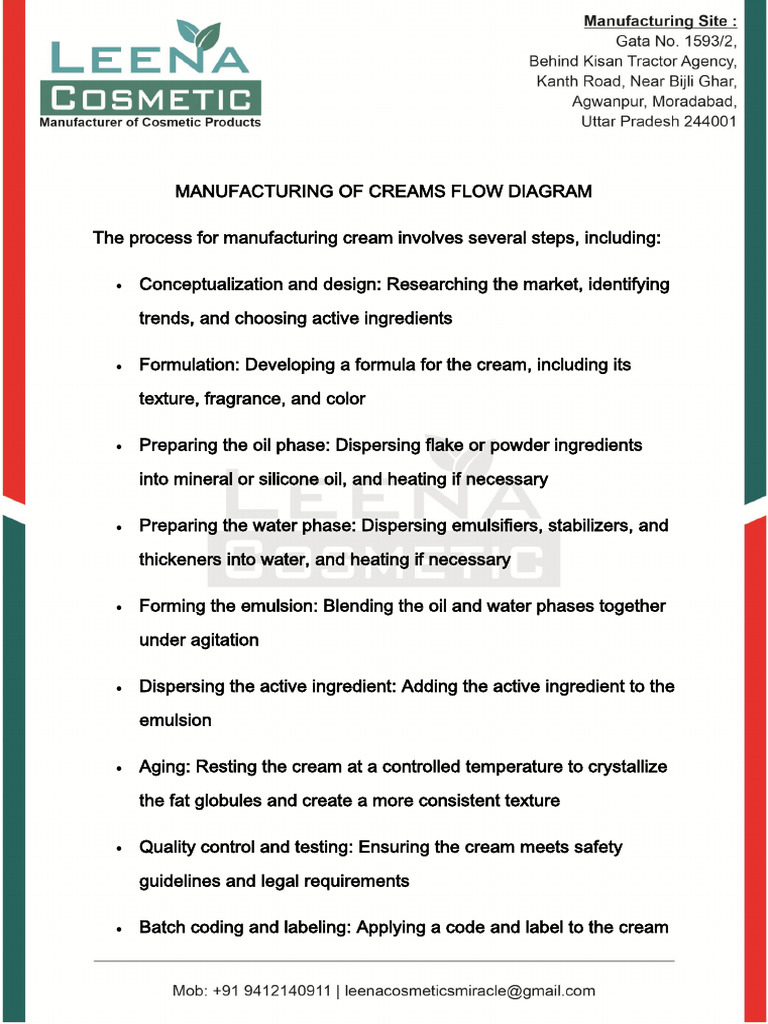Cream Manufacturing Process Overview | PDF
