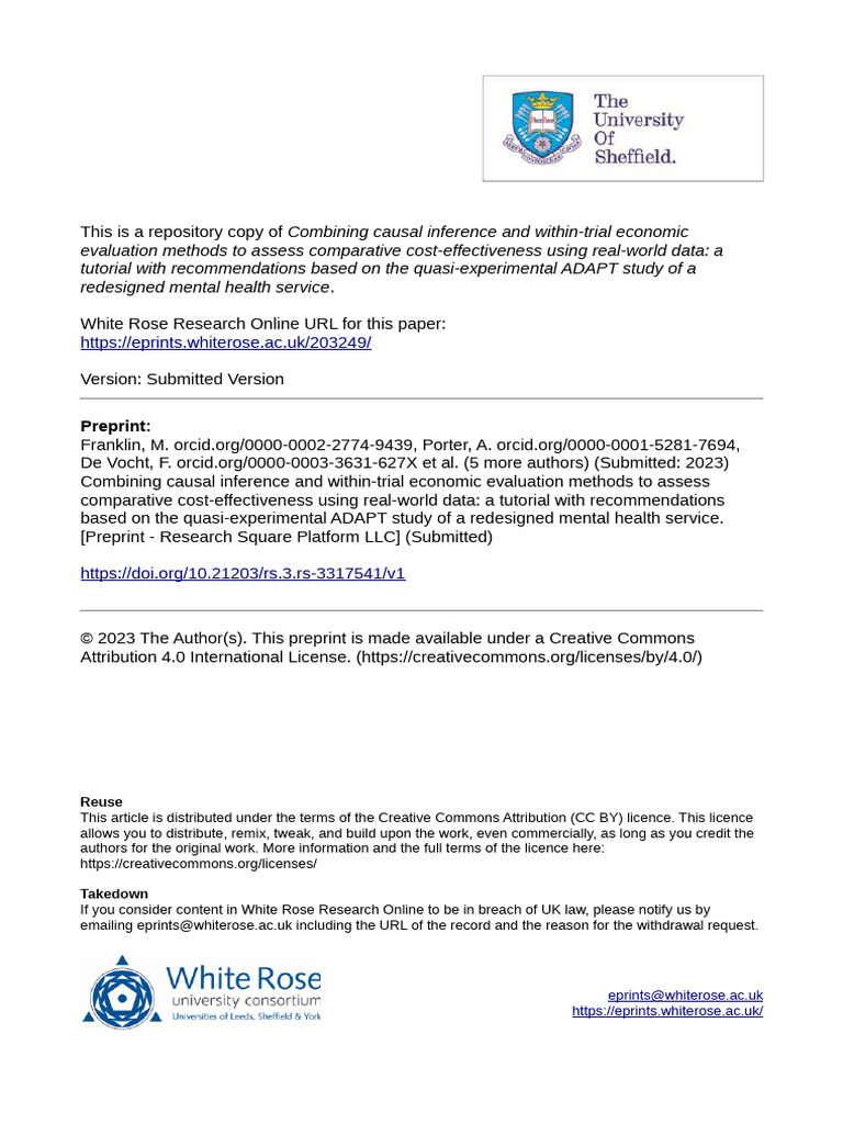 Preprint:: Reuse | PDF | Randomized Controlled Trial | Confounding