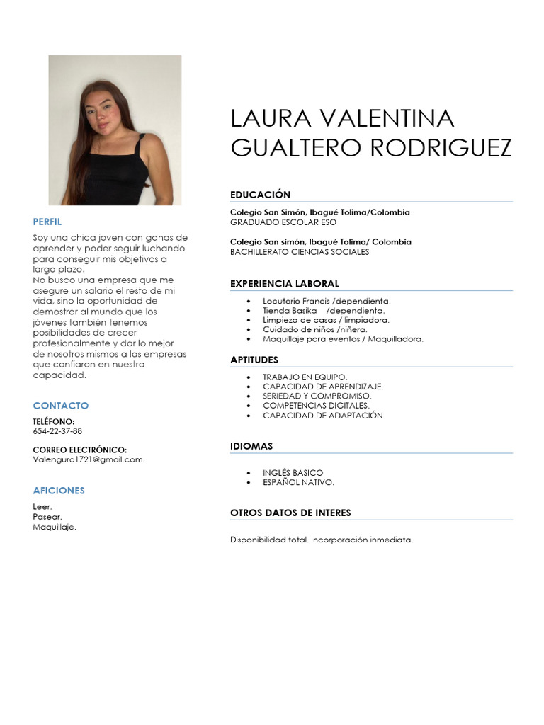 Curriculum Vitae Laura Valentina | PDF