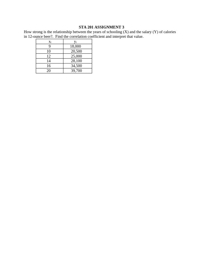 Sta 201 Assignment 3 | PDF