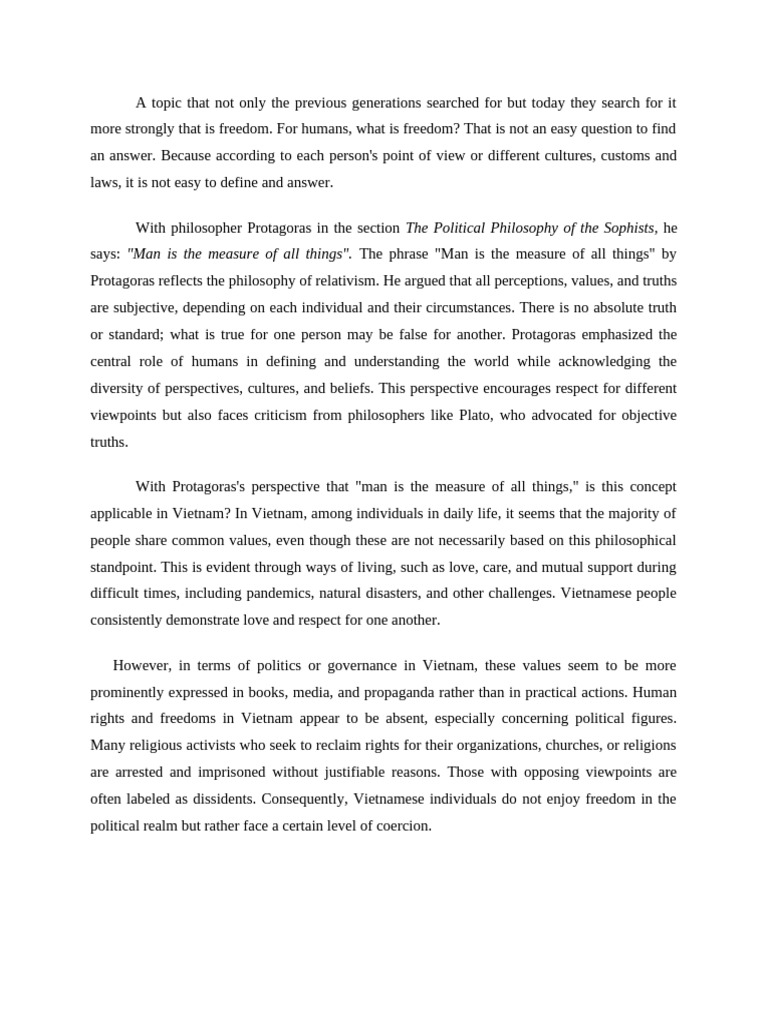 Freedom of Protagoras | PDF