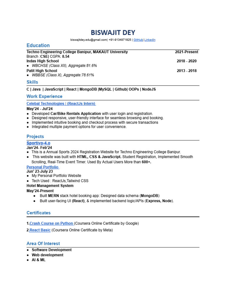 BISWAJIT DEY Resume | PDF