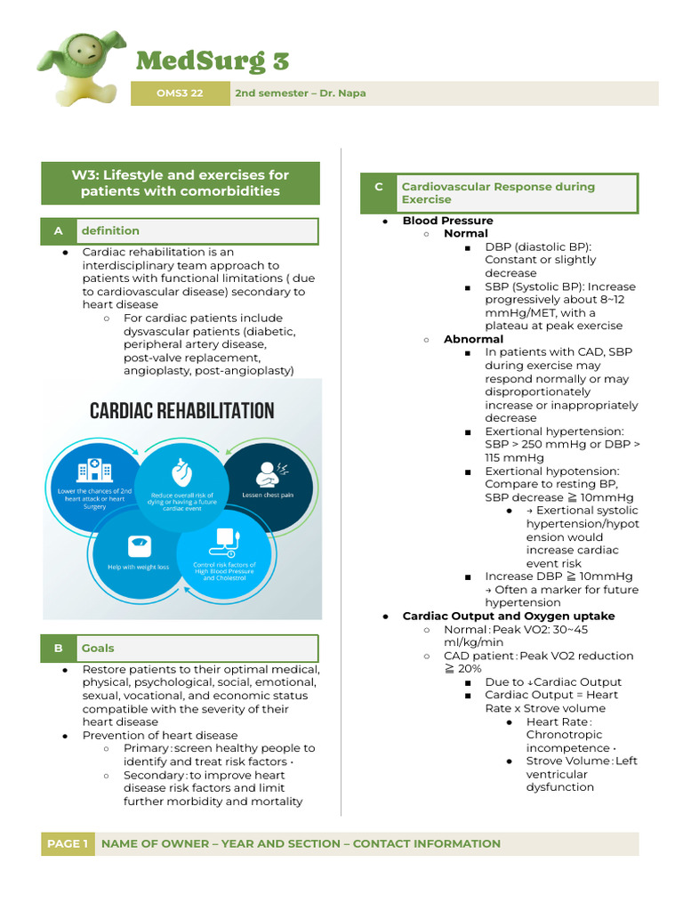 ms3 Lifestyle and Exercises For PX With Comorbidities | PDF | Blood Pressure | Heart