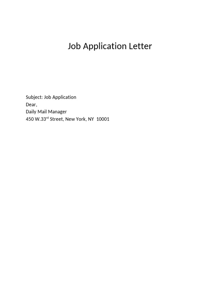 Job Application Letter to Daily Mail | PDF