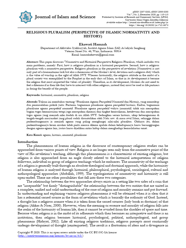Religious Pluralism Perspective of Islamic Normati | PDF | Religious Pluralism | Muhammad