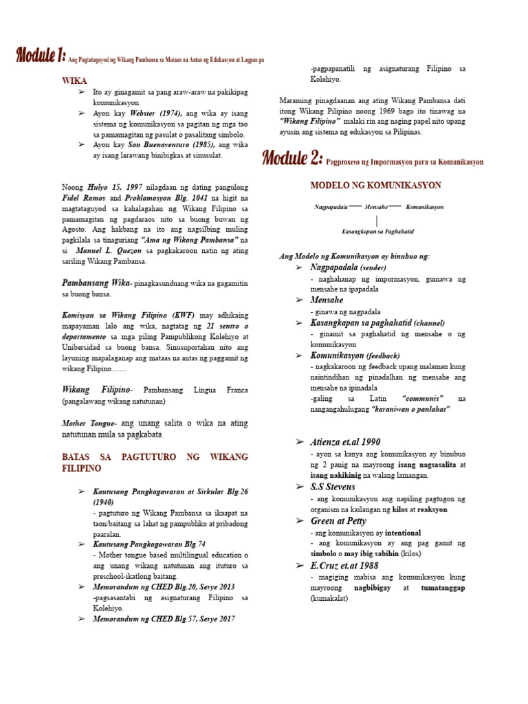 Fil.1 MODULE 1-3 | PDF