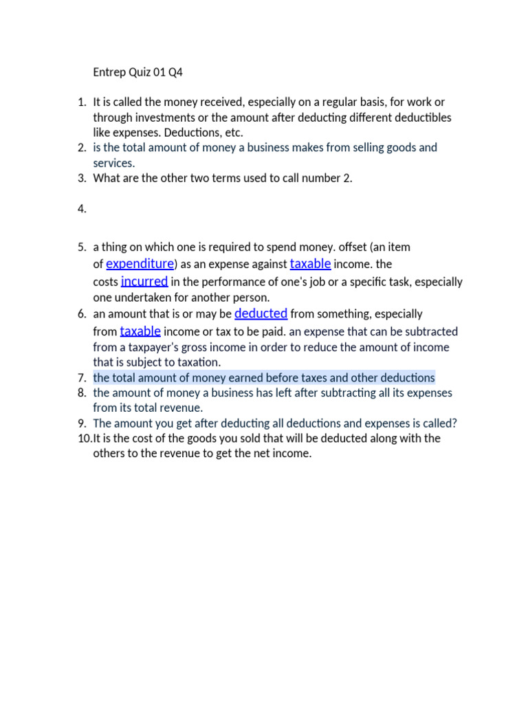 Entrep Quiz 01 Q4 | PDF
