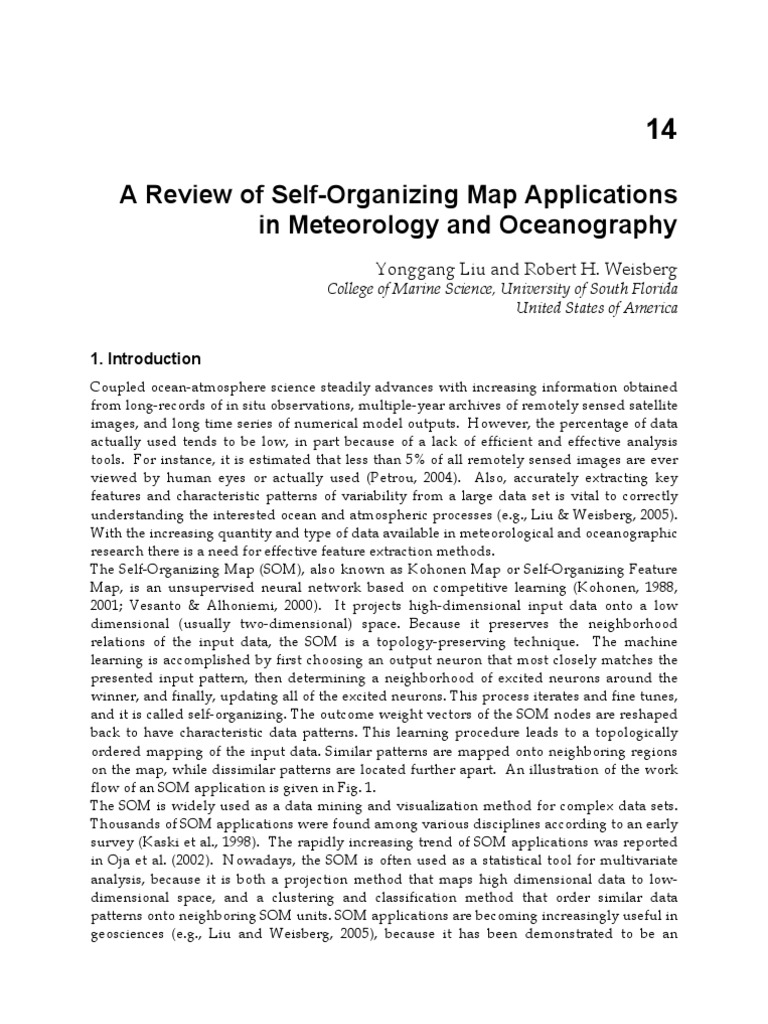 Advantage of SOM InTech-A Review of Self Organizing Map Applications in Meteorology and ...