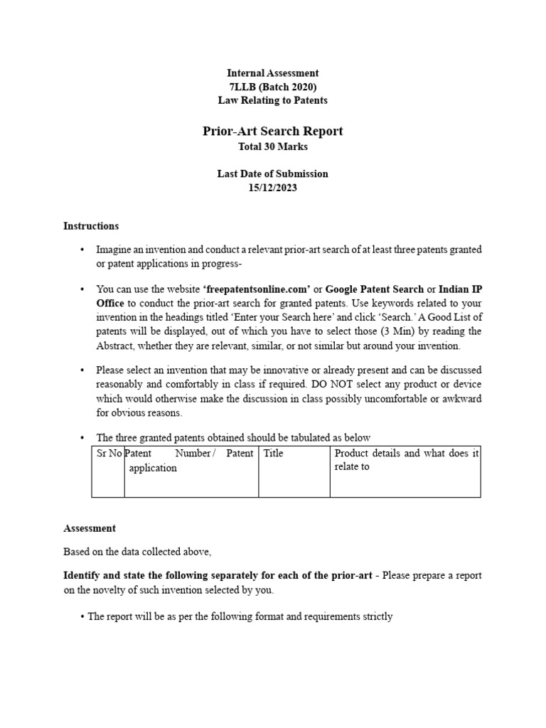 Internal Assignment Patent | PDF | Prior Art | Patent