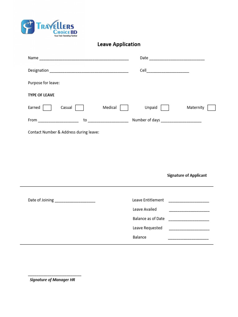 Leave Application Form Template | PDF