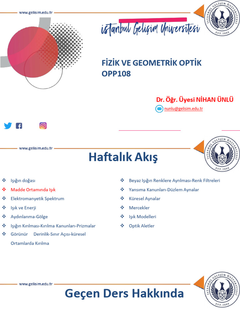 Fizik Ve Geometrik Optik 2.hafta | PDF
