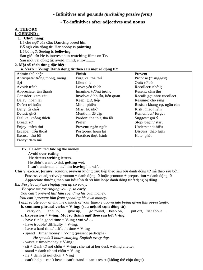 Week 6-Infinitives and gerunds-10Tien | PDF
