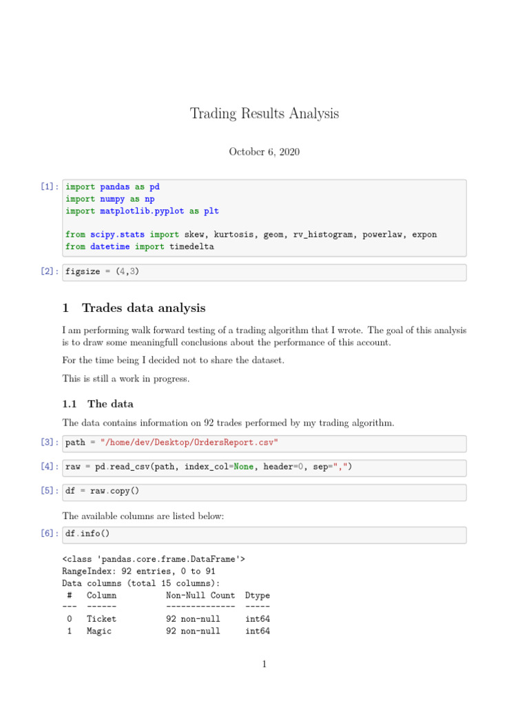 Trading Results Analysis | PDF | Applied Mathematics