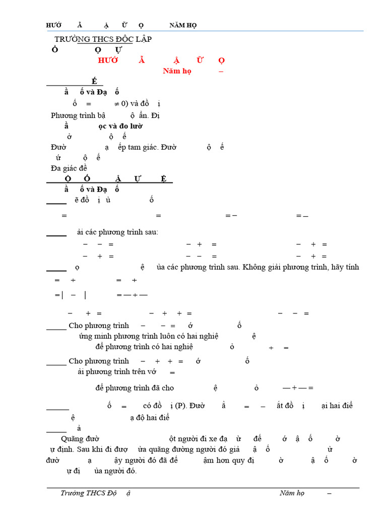De Cuong Giua Hoc Ki 2 Toan 9 Nam 2024 2025 Truong Thcs Doc Lap Thai Nguyen | PDF