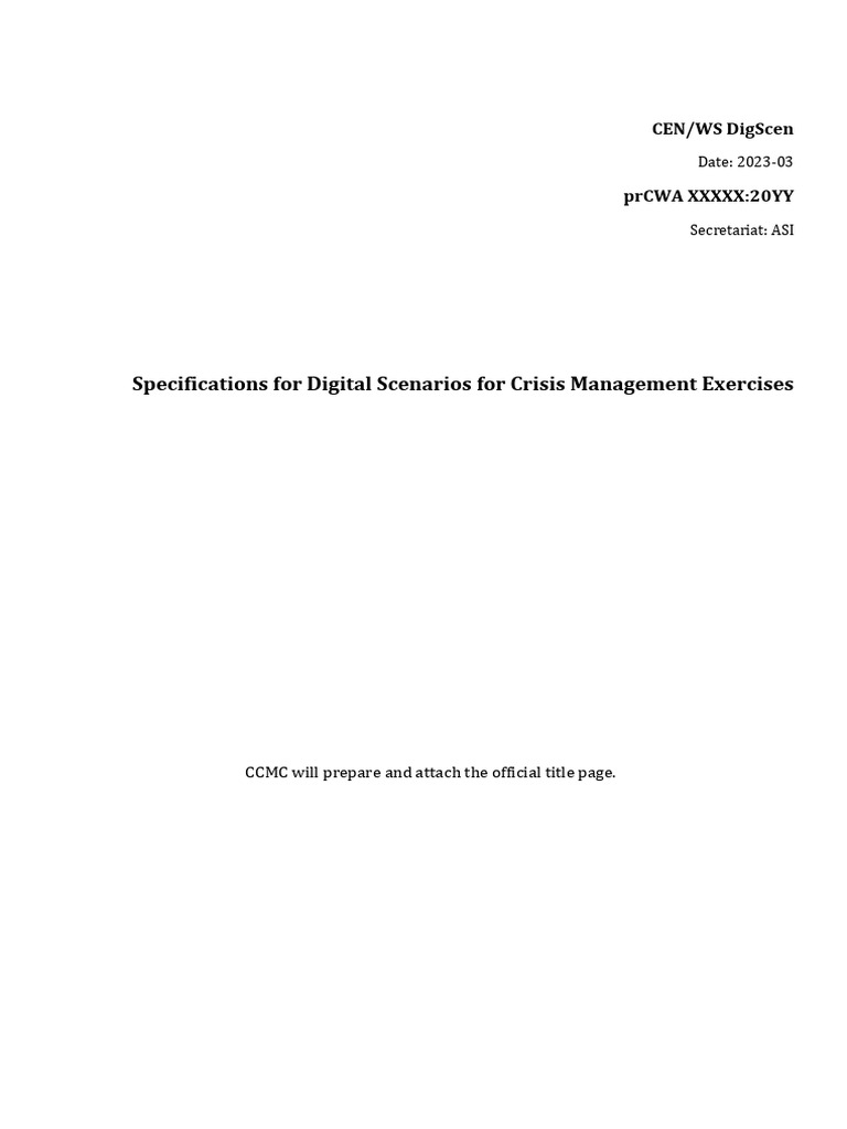 Specifications For Digital Scenarios For Crisis Management Exercises ...
