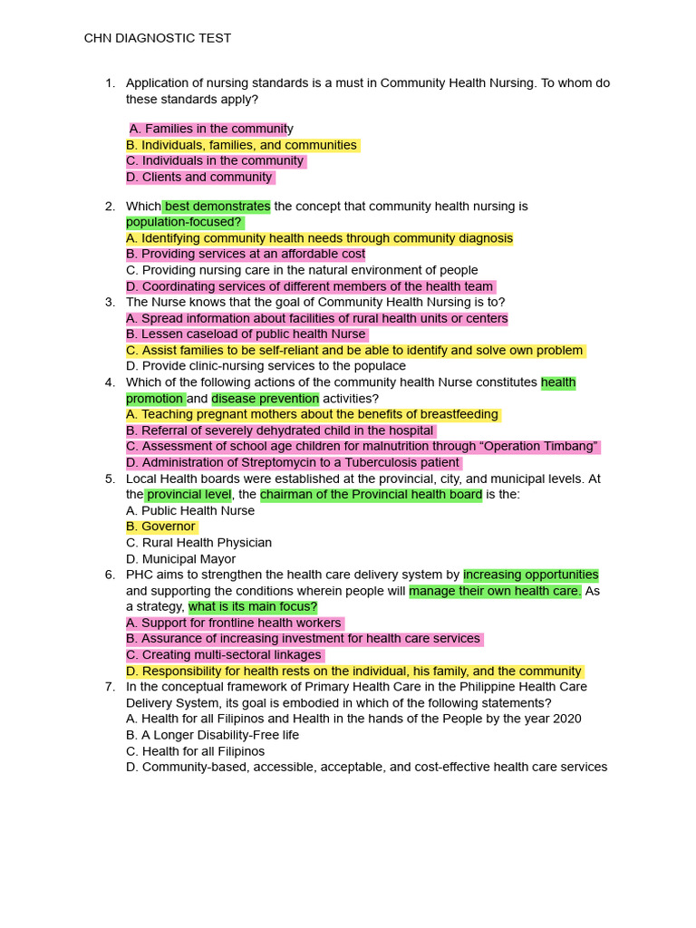 CHN Diagnostic Test | PDF | Breastfeeding | Infants
