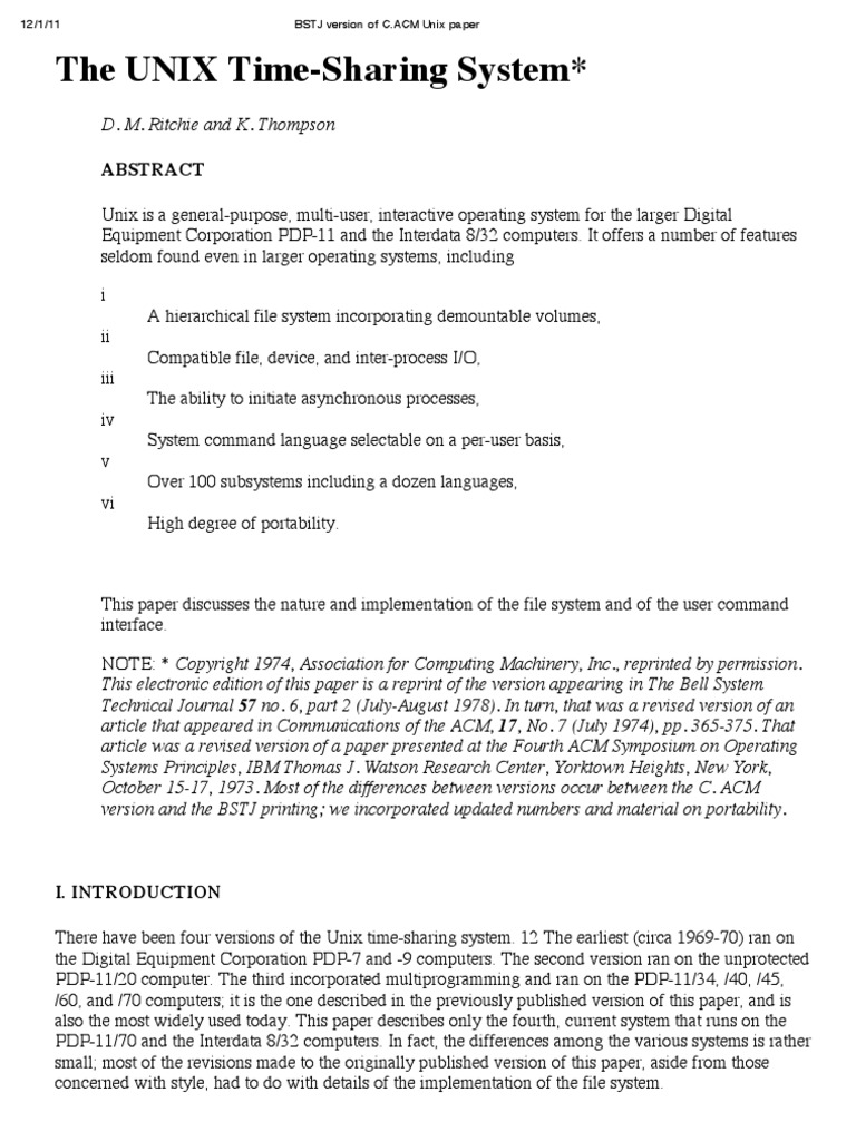 The Unix Time-Sharing System | PDF | Command Line Interface | Computer File