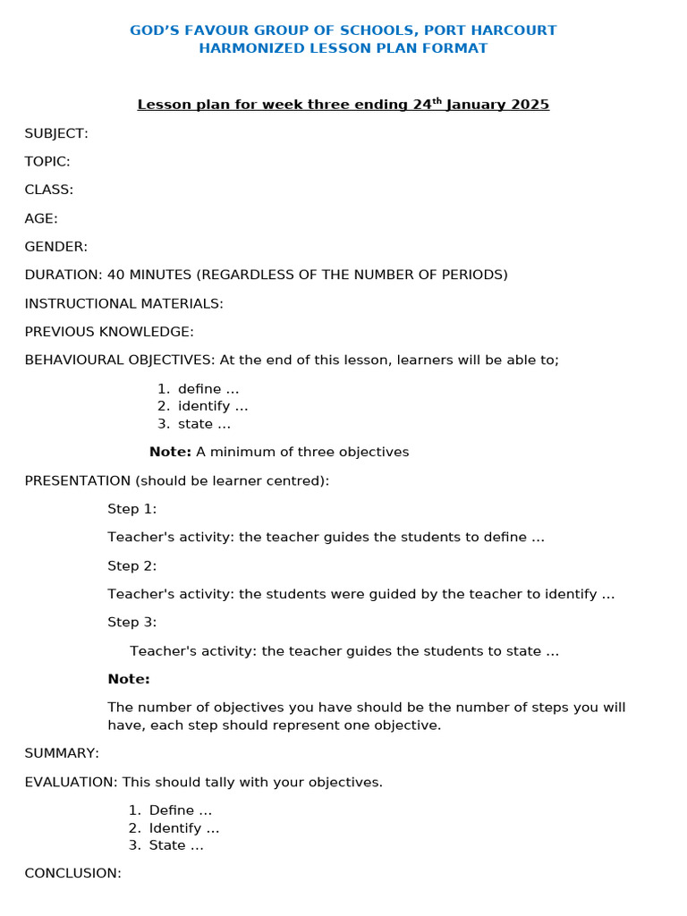 Lesson Plan Format | PDF