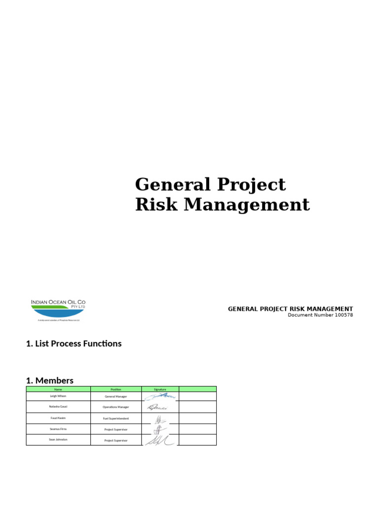 General Project Risk Managment - F3 T4 Draft V1 | PDF | Audit | Risk ...
