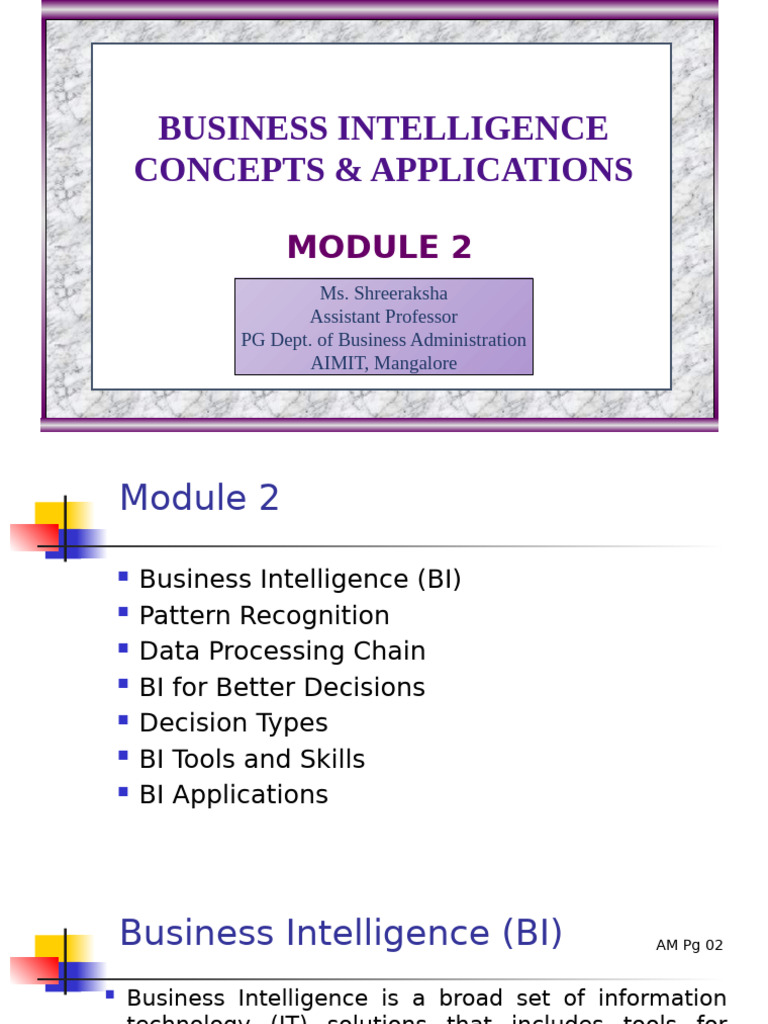 MDA2 - Business Intelligence (BI) Concepts and Applications | PDF | Databases | Data